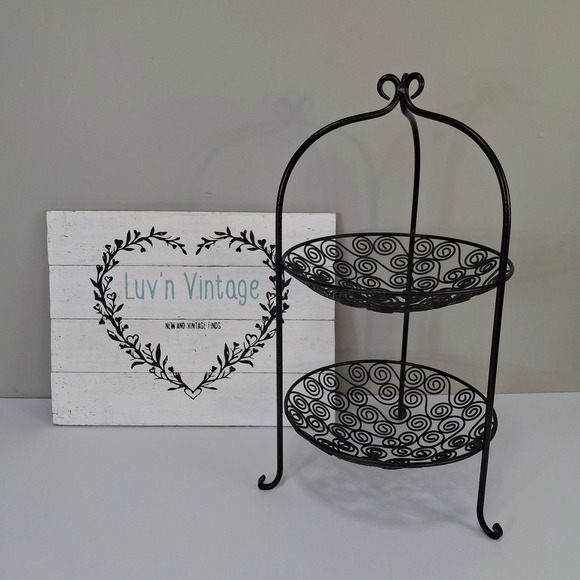 Dining | Ornate Scroll Two Tier Metal Serving Stand Dessert Fruit ...